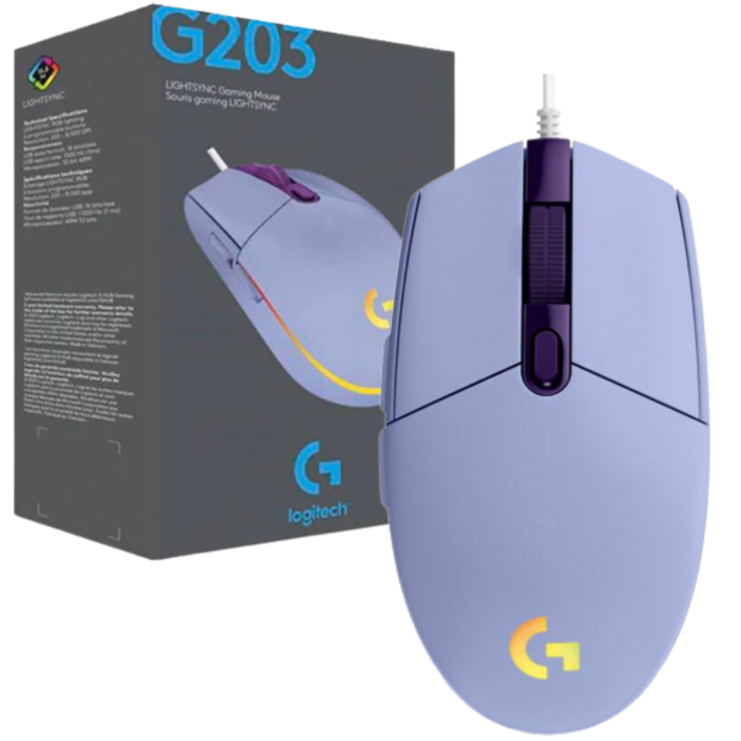 Mouse Gaming Logitech G203 Lightsync 8000 Dpi, 910-005851 – Oficexpress